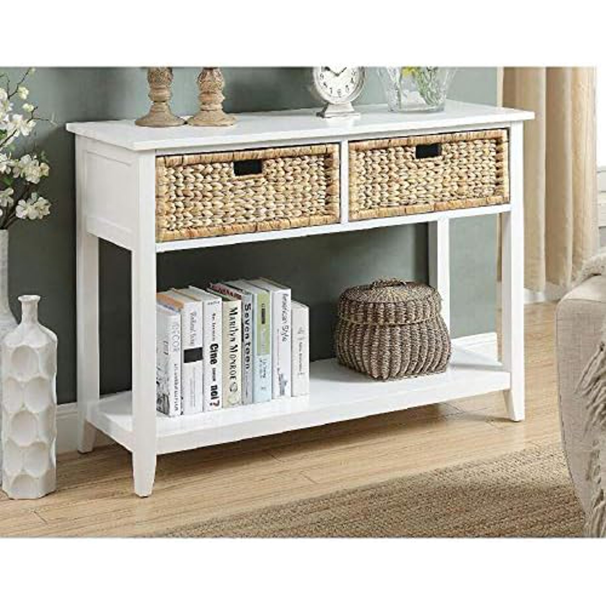 xrboomlife 44" Contemporary Console Table Rectangular Wooden Sofa Table ...