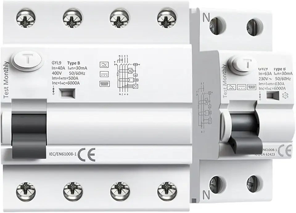 GYL9 Magnetic B Type RCCB Residual Current Circuit Breaker DC ELCB 2P ...