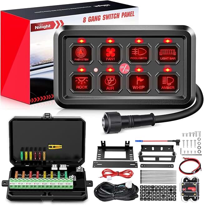 Nilight 8 Gang Switch Panel System Circuit Control Relay System Fuse ...
