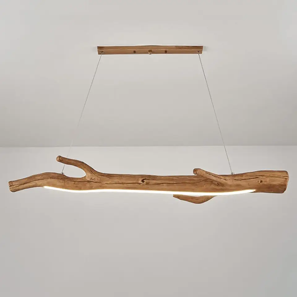 Wood Linear Light Led Chandelier Rustic Farmhouse Lighting Fixture ...