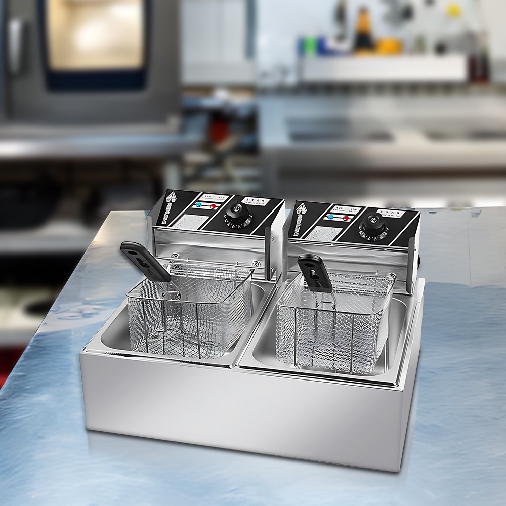 fryer,2*1.7kw Stainless With Removable Stainless Steel 6l Dual Fish ...