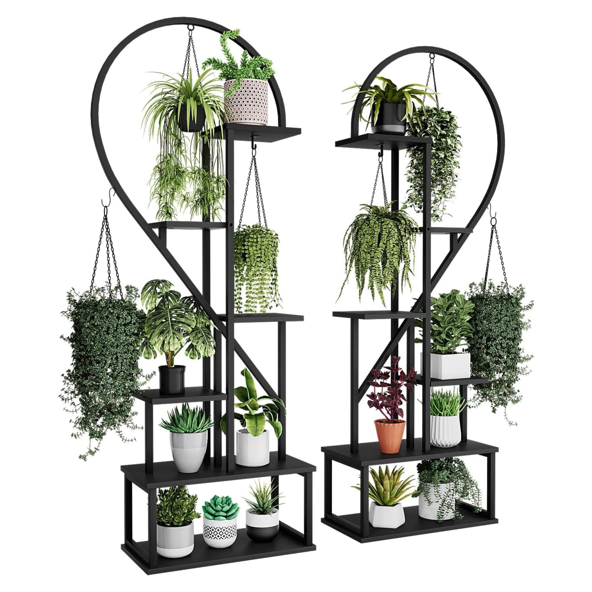 6 Tier Metal Plant Stand, Creative Half Heart Shape Ladder Plant Stands ...