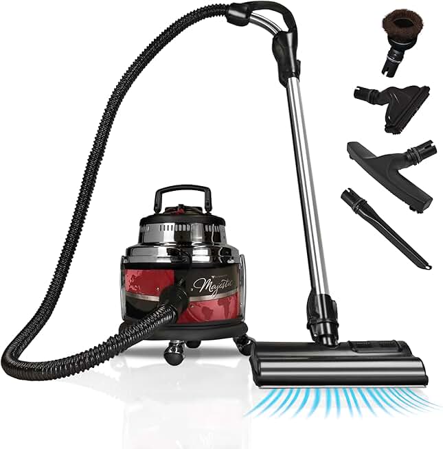 FilterQueen Majestic Surface Cleaner, Red, Canister Vacuum with Bagless ...