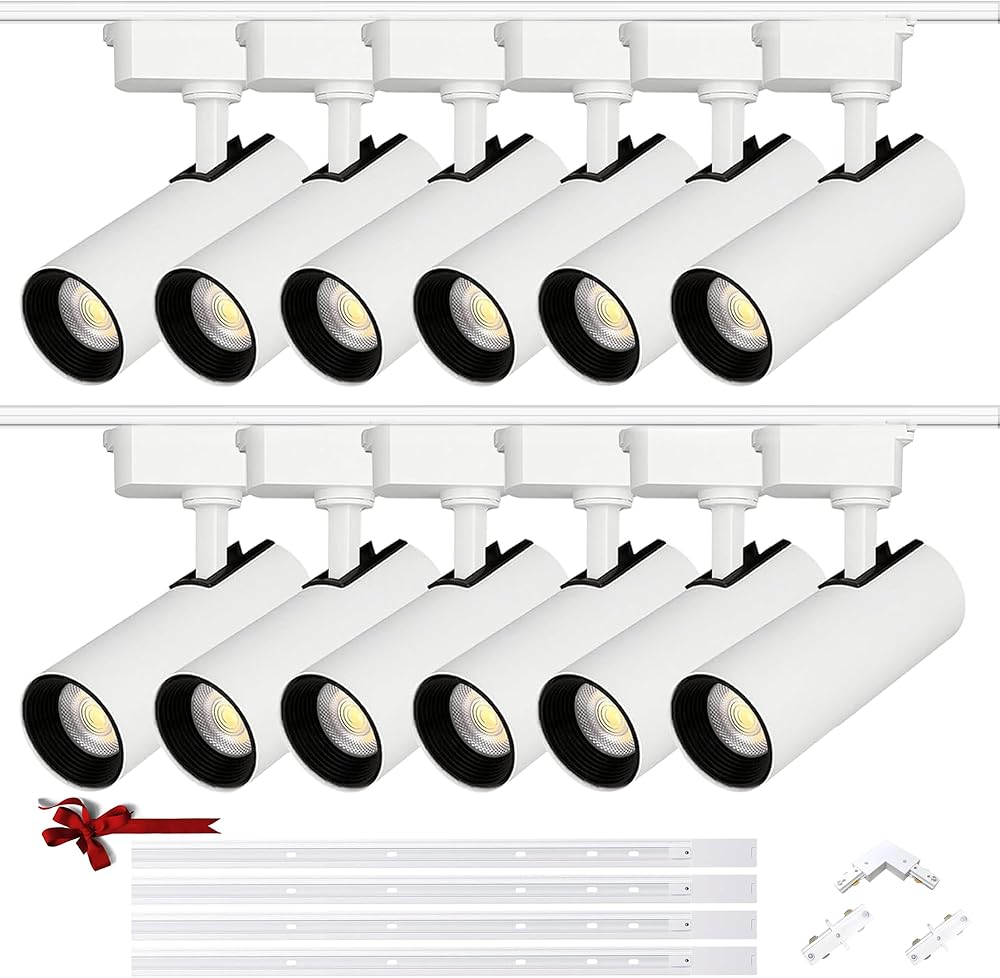 12-Pack 6000K Warm White Track Light 25W and H Type Track Lighting ...