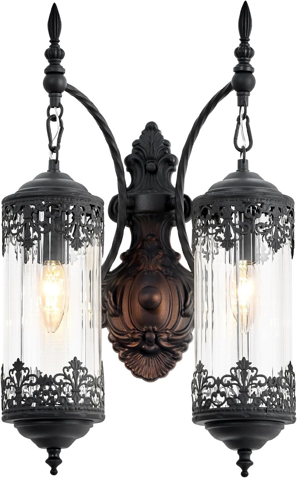 Rustic Black Wall Sconces 2-Light Vintage Gothic Wall Lamp Retro Gothic ...