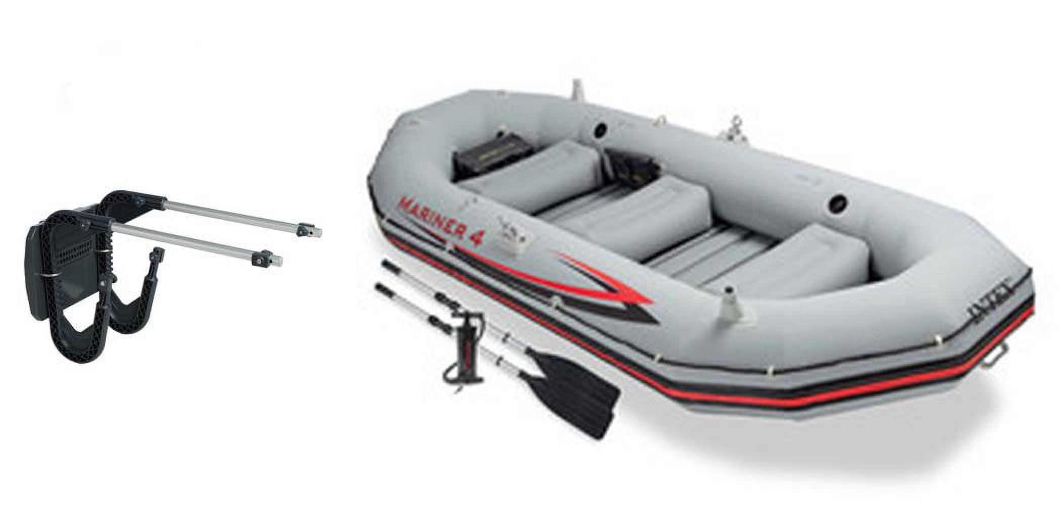 Intex Mariner 4 Inflatable Raft River/Lake Dinghy Boat Set & Motor ...