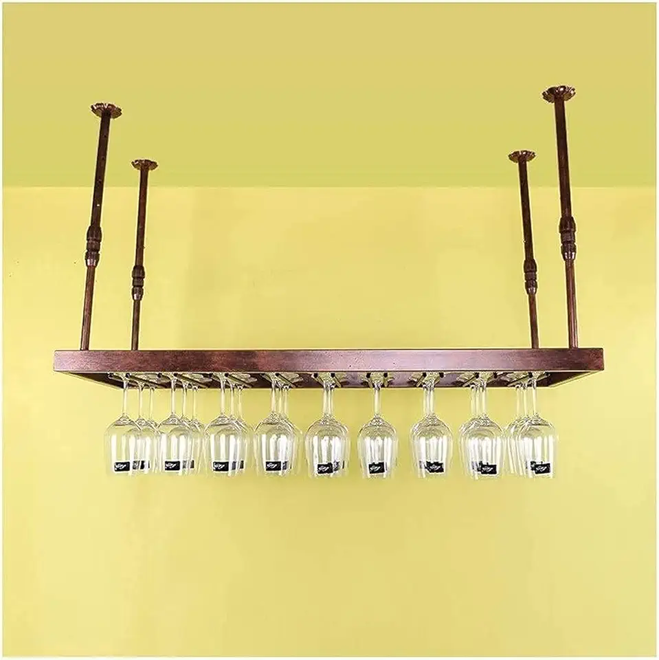 Wine rackCeiling Hanging Wine Rack with Glass Holder Shelf Creative ...