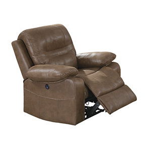 Poundex Silvan Leather-Look Recliner Rocker - Brown - Arizona Outlet