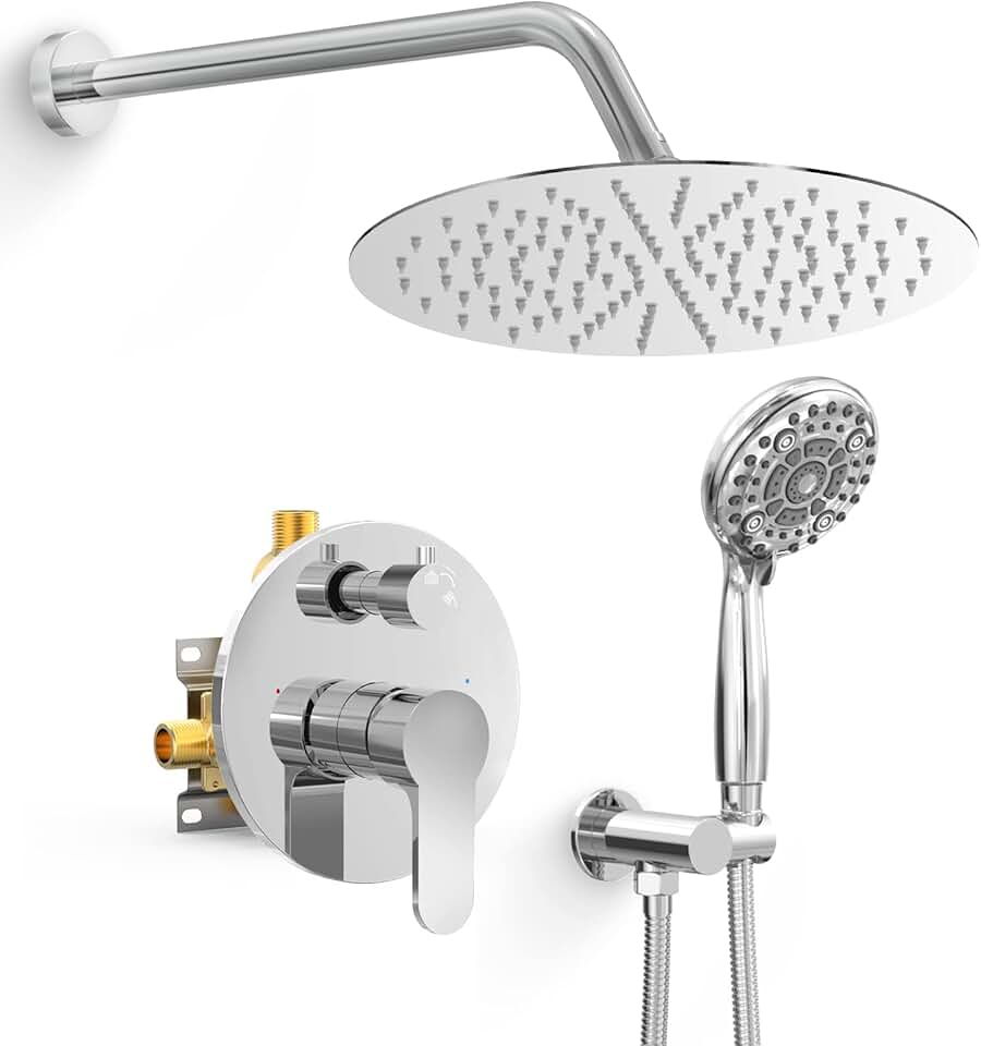 SR SUN RISE Shower System - 12 Inch Rain Shower Faucet Set - 6 Setting ...