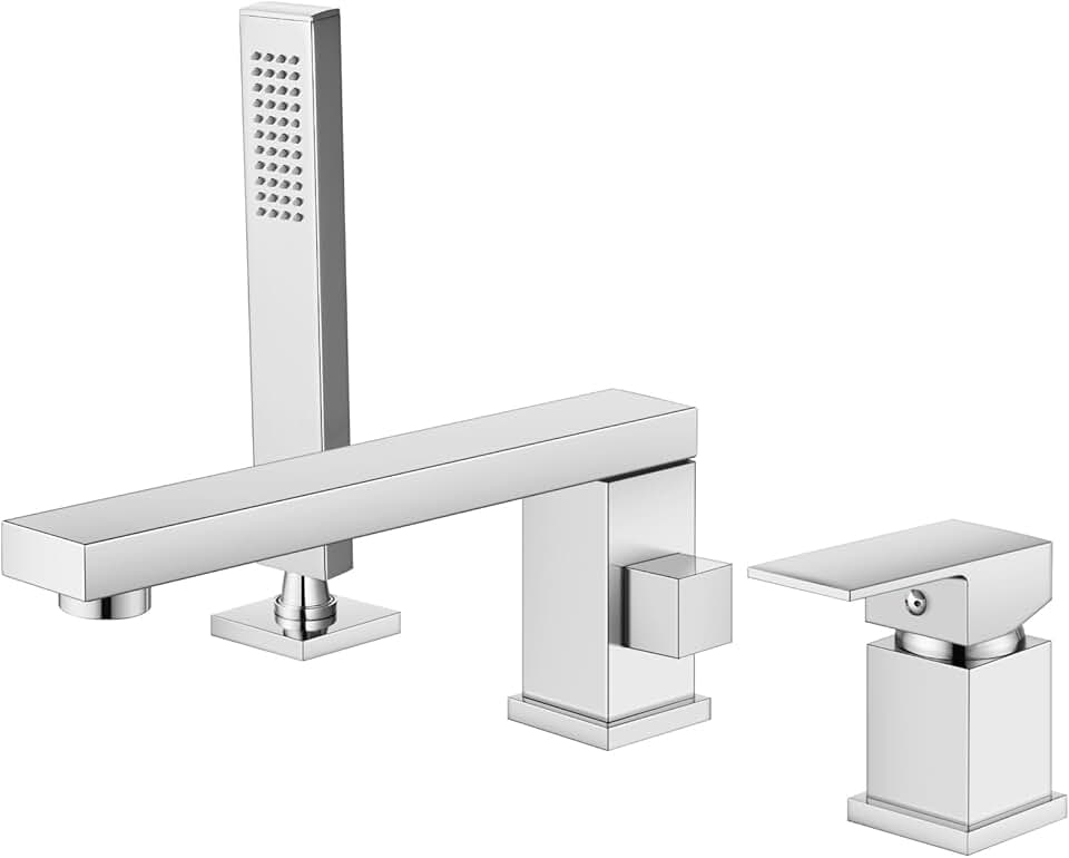 gotonovo Roman Tub Faucet with Handheld Shower 3 Hole Deck Mount ...
