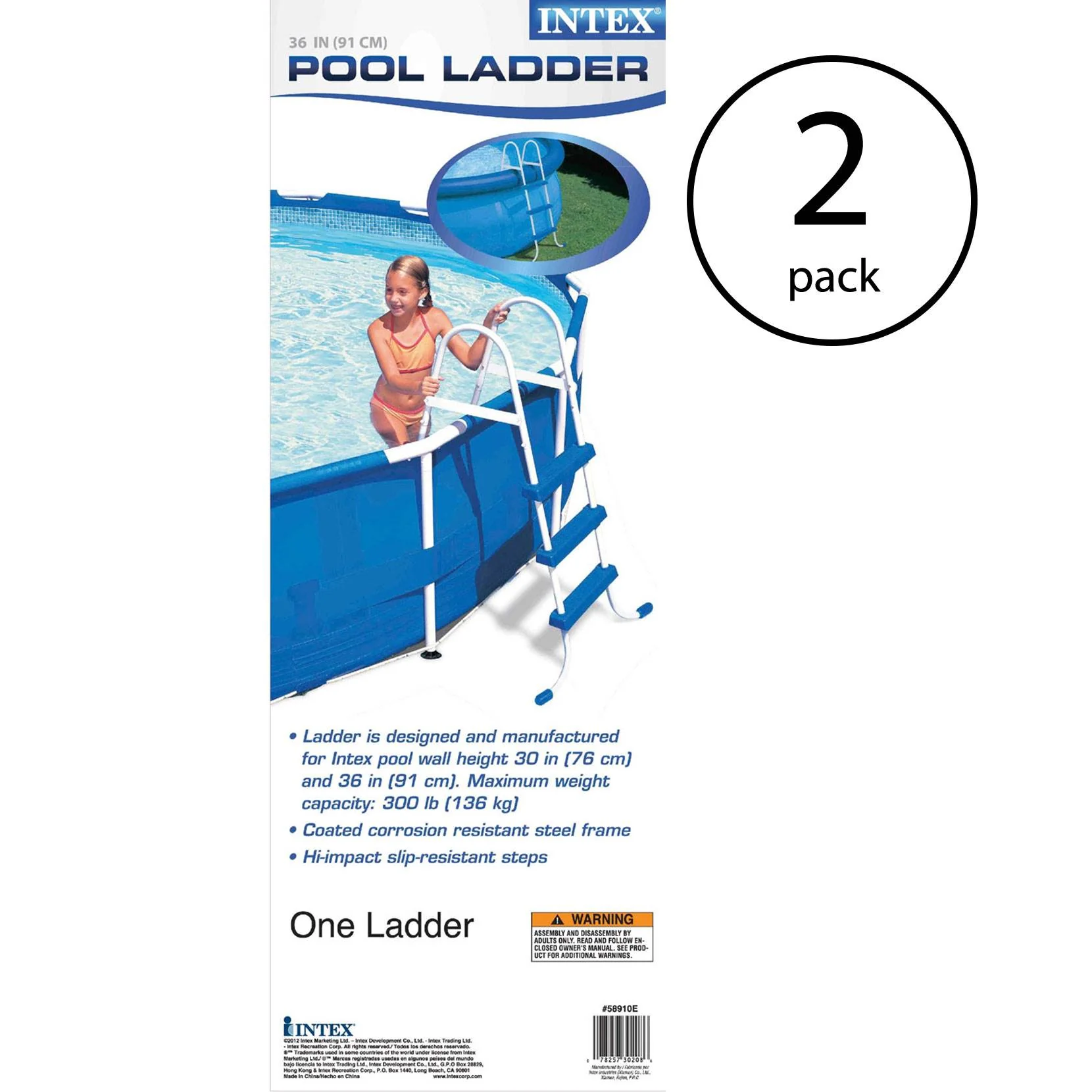 Intex Above Ground Steel Frame Swimming Pool Ladder for 36 Inch Pools ...