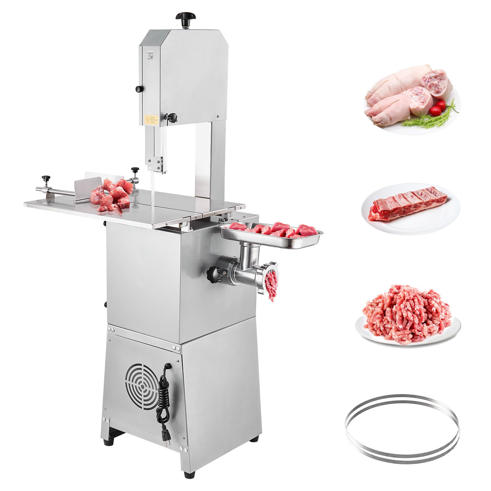 VEVOR Commercial Electric Meat Bandsaw, 850W Stainless Steel Vertical ...