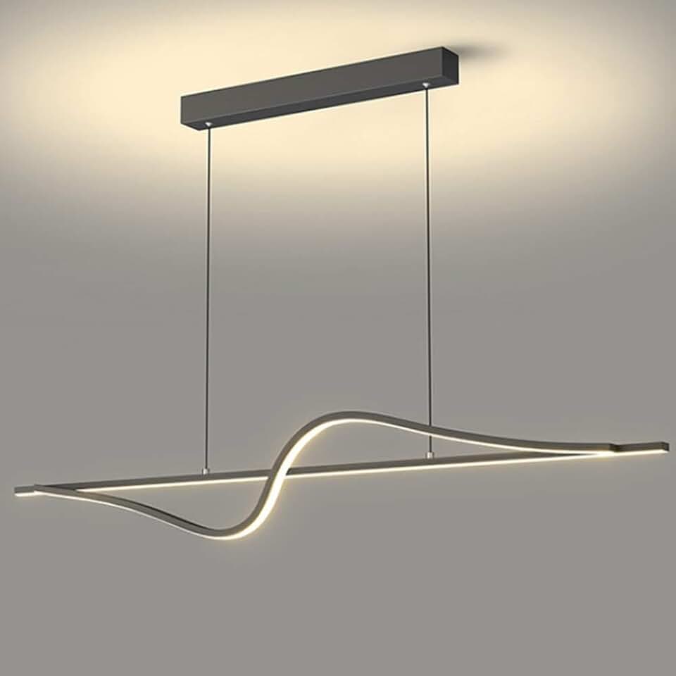 39.4" Wave LED Linear Pendant Light, 32W LED Dimmable Kitchen Island ...