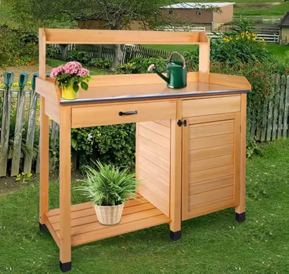 Multi-Purpose Work Station Table Tool w/Cabinet Drawer Open Storage ...
