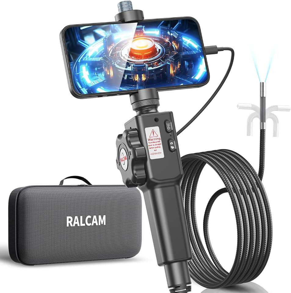 Ralcam Articulating Borescope Inspection Camera,IP67 Waterproof 8.5mm ...