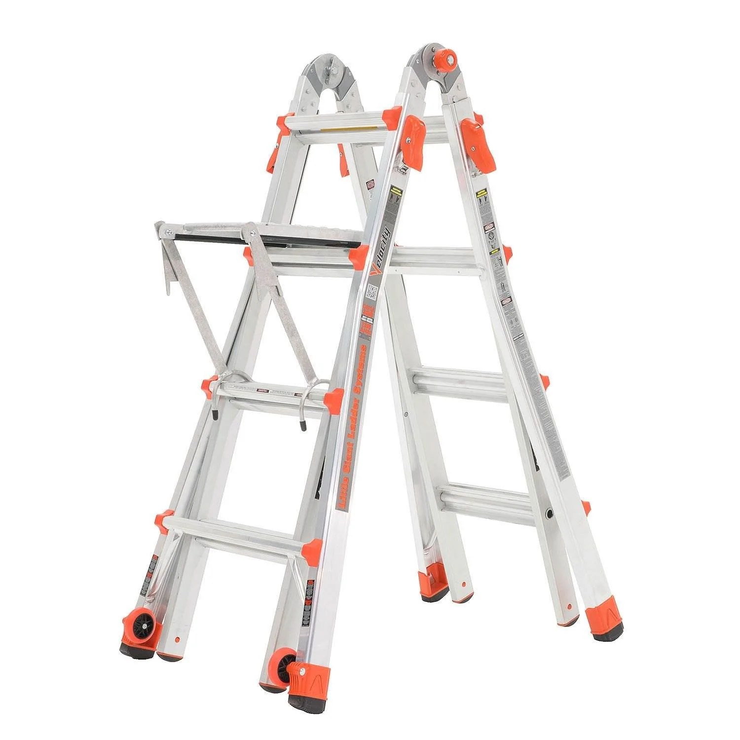Little Giant Velocity 17 Foot Aluminum Adjustable Folding Ladder & Work ...