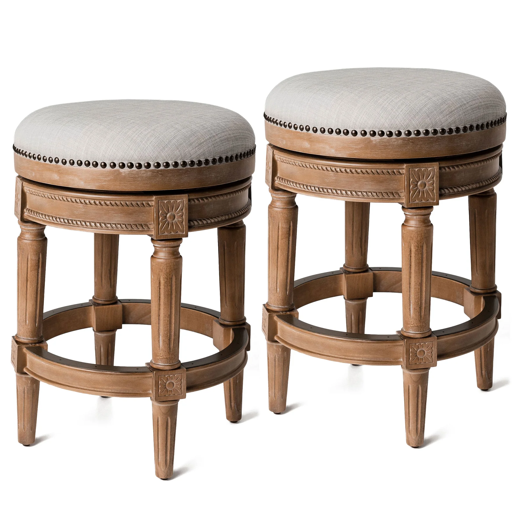 Maven Lane Pullman Bar Stool, Weathered Oak, Counter Height (Open Box ...