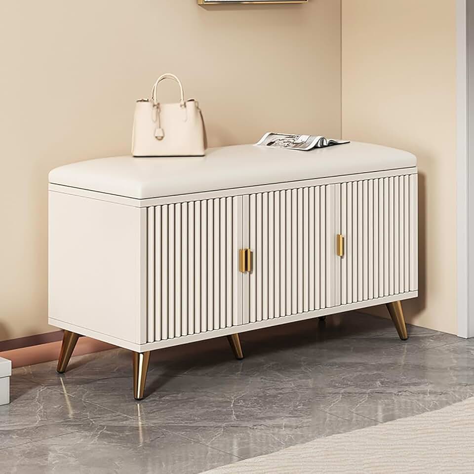 Shoe Bench with Storage and Cushion for Entryway - Shoe Dresser and ...