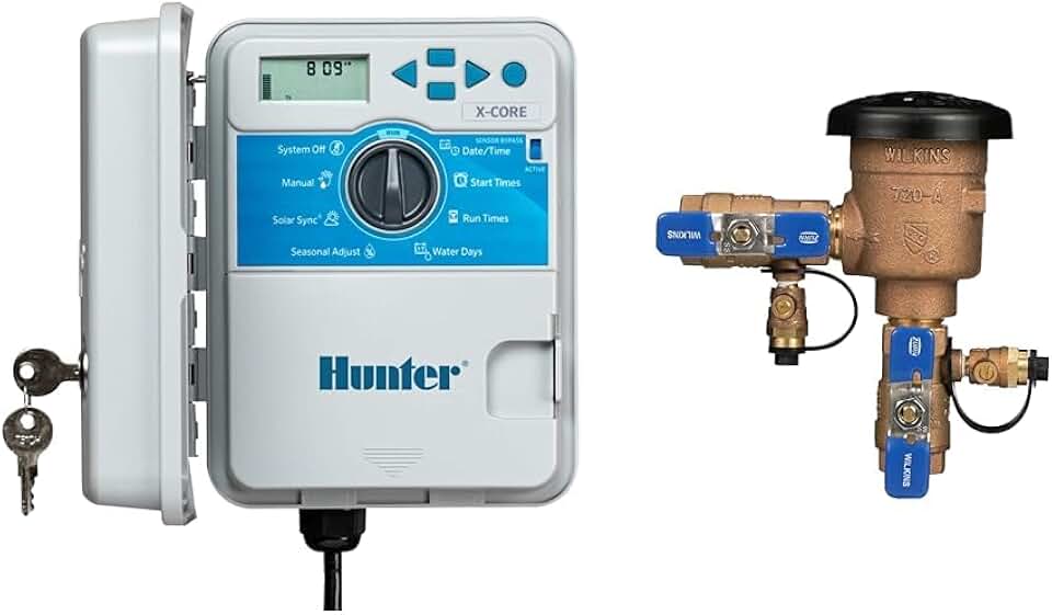 Hunter X-Core 4-Station Irrigation Controller and Zurn 3/4" 720A ...