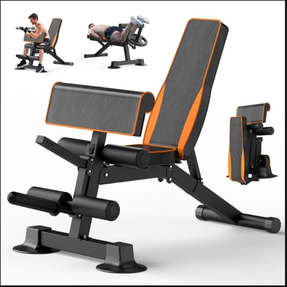 Adjustable Weight Bench, Multi-function Preacher Curl Bench for Home Gym, Foldable Leg Extension ...