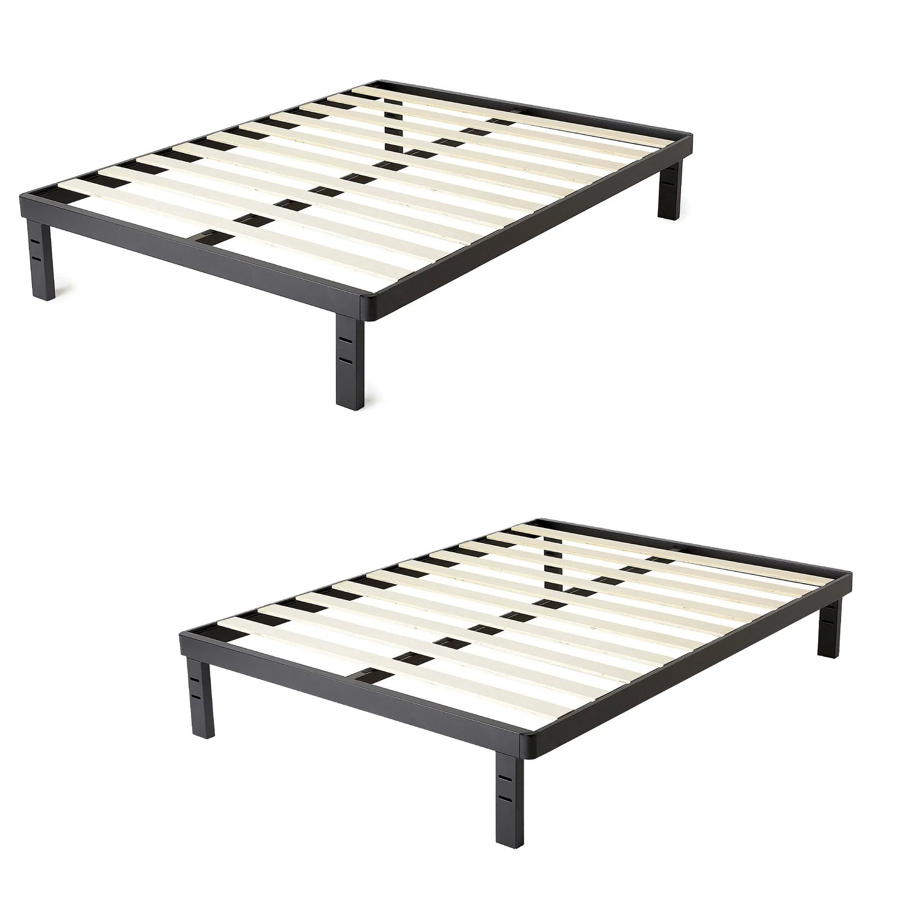intelliBASE King Deluxe Black Metal Platform Bed Frame w/ Wooden Slats ...