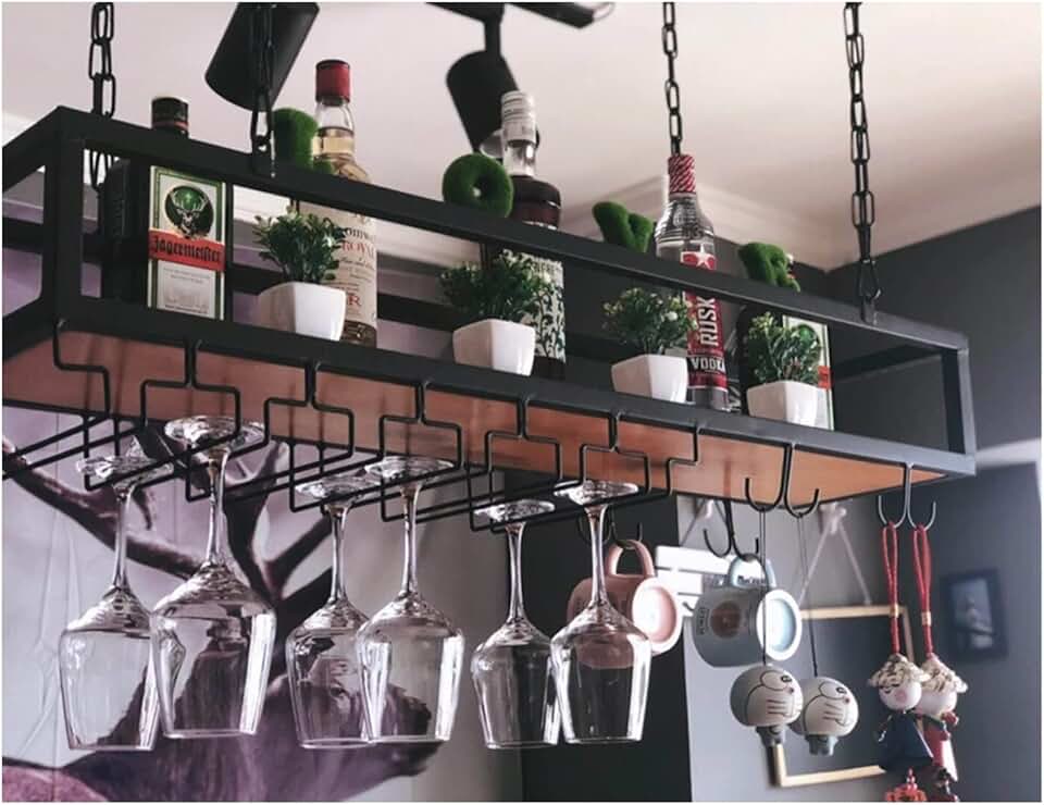 Ceiling Hanging Bar Unit Hanging Wine Rack/Ceiling Wine Bottle Racks ...