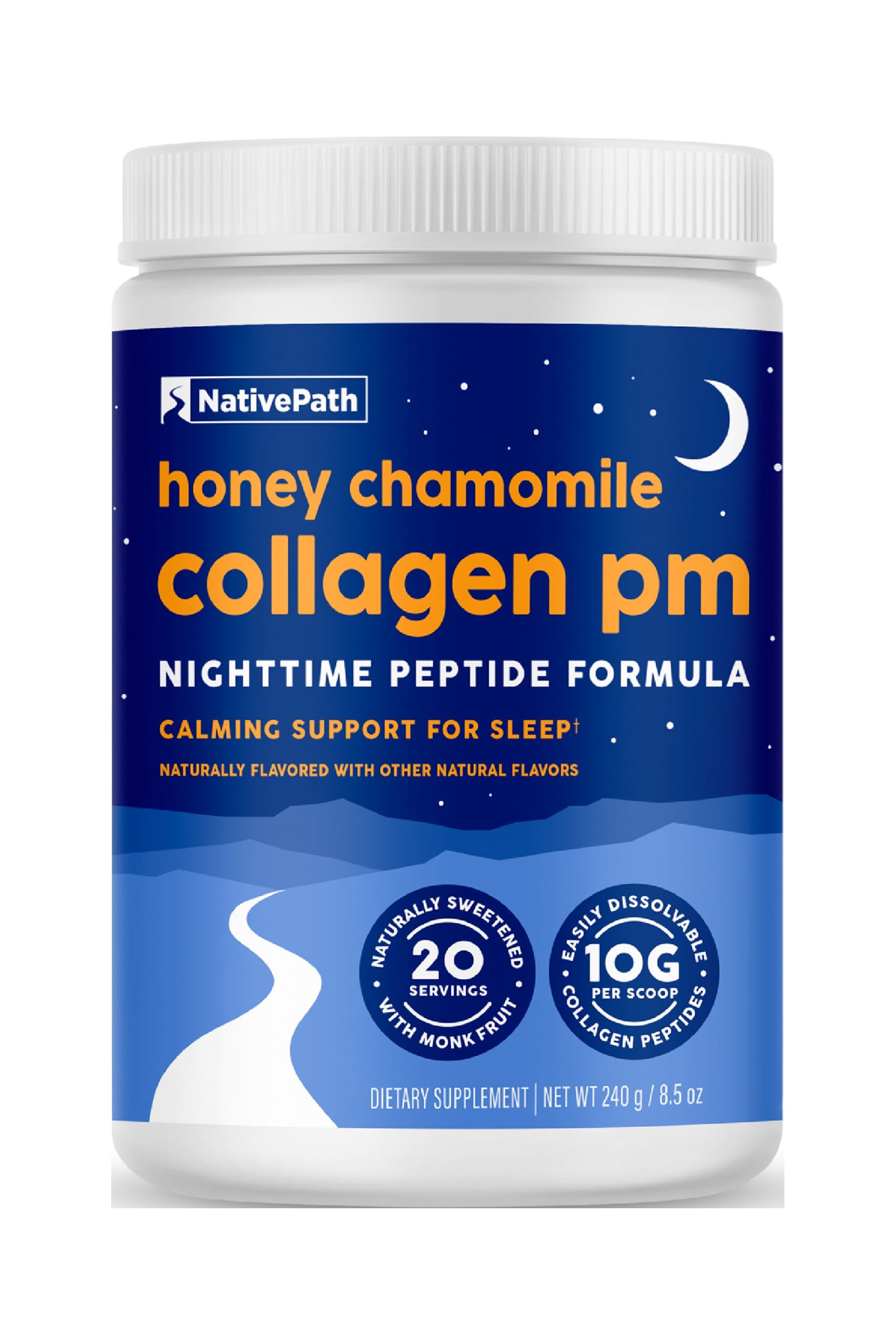 NativePath Collagen PM - Honey Chamomile Nighttime Collagen Peptides ...