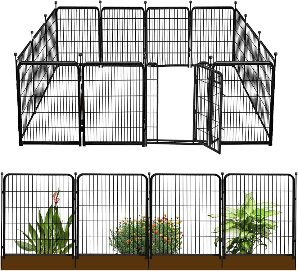 36 in(H) Garden Fence, Wide Gate Low Threshold, 10 Panels Total 22.5 Ft ...
