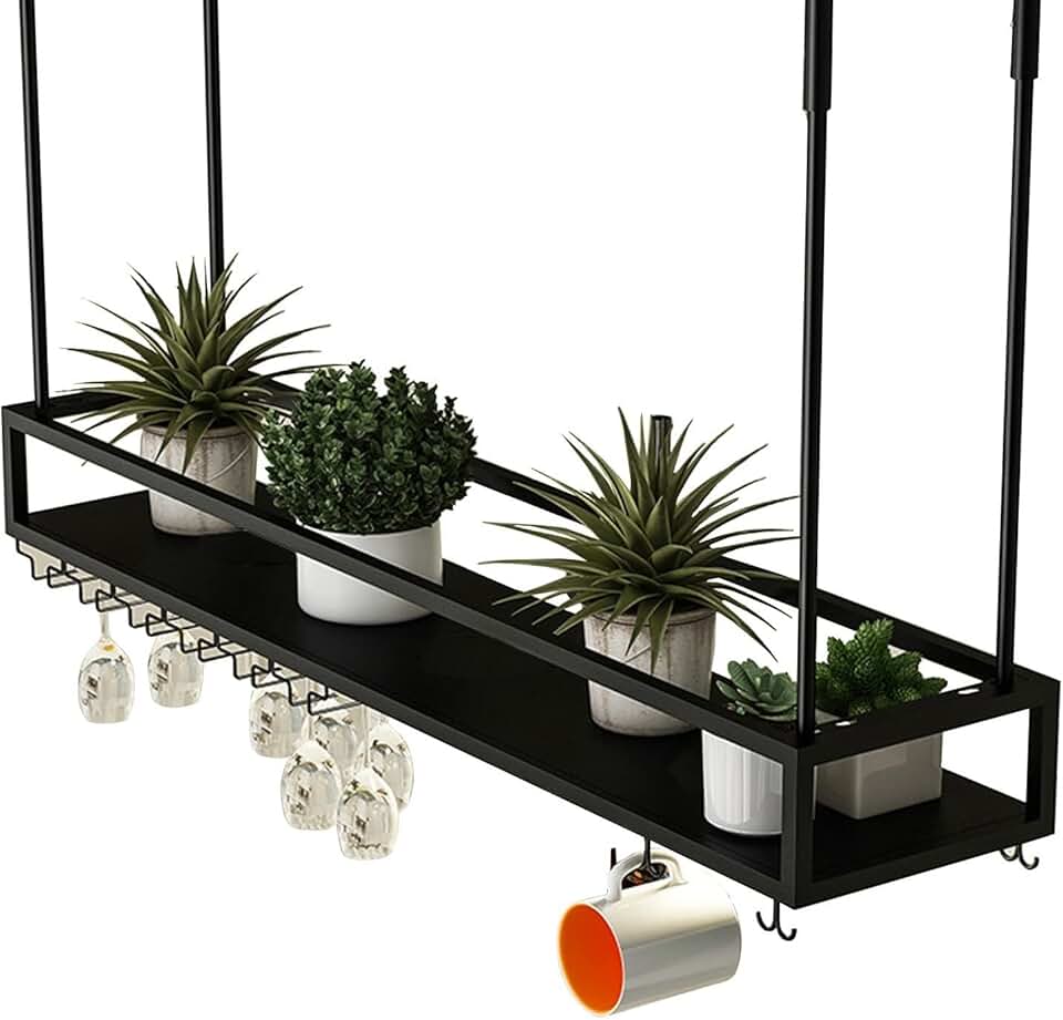 Ceiling Hanging Bar Unit Wine Rack, Metal Hanging Wine Bottle Racks ...