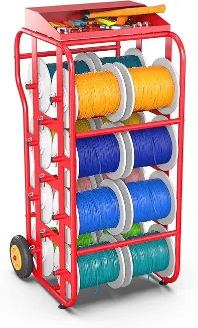 Wire Spool Rack Cart - Heavy Duty Multi-Spool Wire Holder with Wheel ...