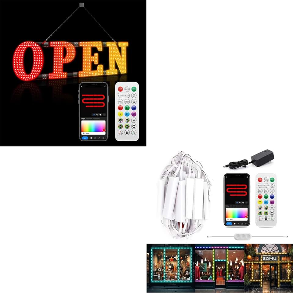 48"x16"Large LED Open Signs for Buiness With Waterproof LED Storefront ...