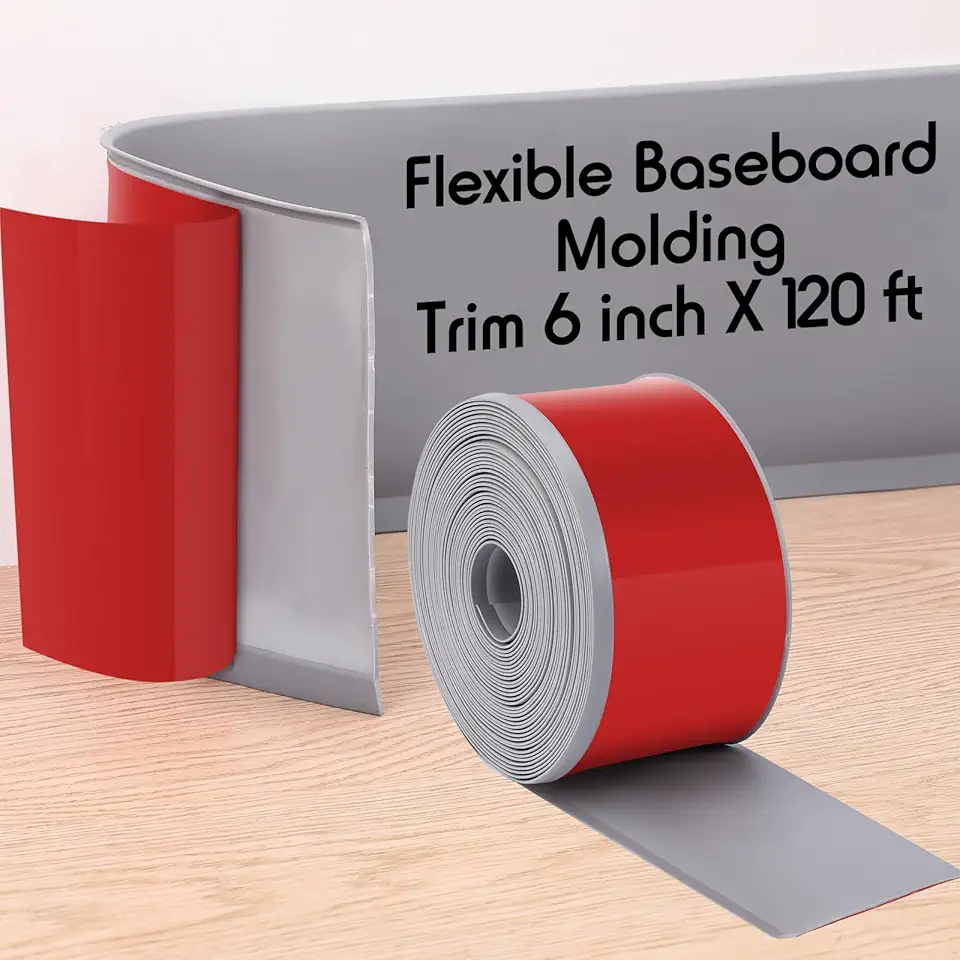 Frienda Flexible Vinyl Wall Base Baseboard Molding Trim 6 Inch x 120 Ft ...
