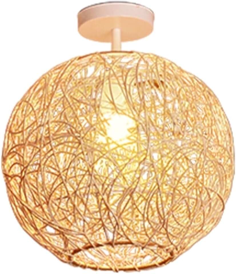 European Style Vintage Ceiling Light,Handmade Rattan Art Ceiling Lamp ...