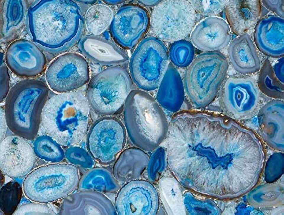 Blue Agate Stone Rectangle 24" x 18" Inch Centre Table Top, Blue Agate ...