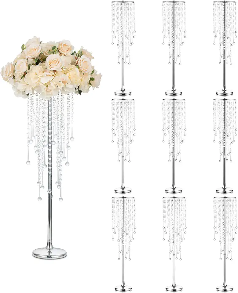 Sziqiqi Silver Tall Vases for Wedding Centerpiece - 29.5in Metal Flower ...