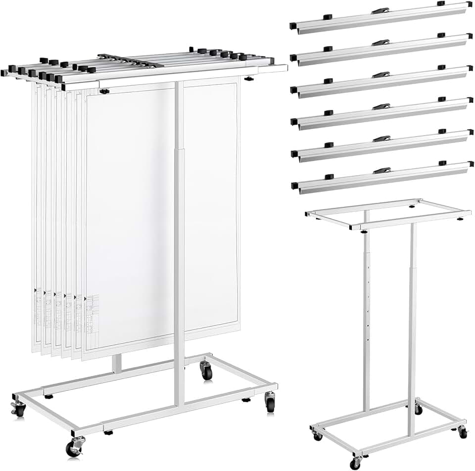 Mobile Blueprint Storage Rack Adjustable Blueprint Holder with 6 Pcs ...