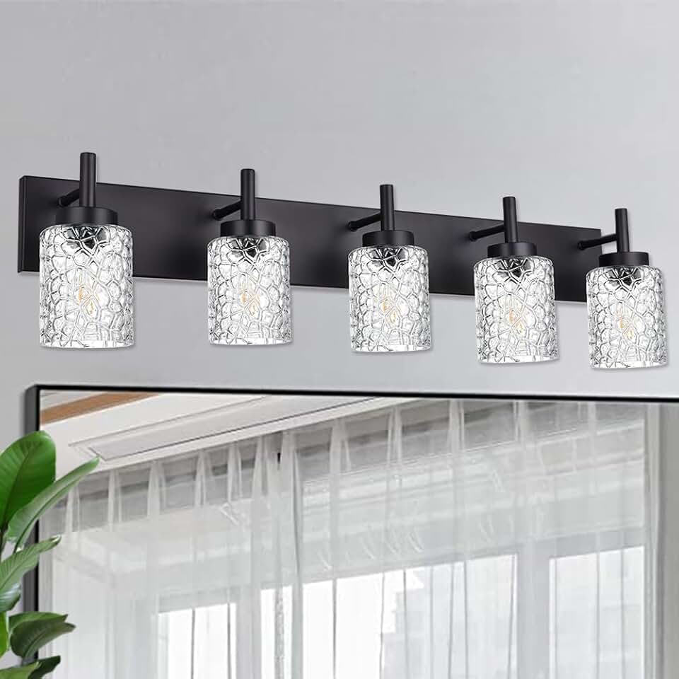 VINLUZ 5 Light Metal Vanity Wall Mounted Bathroom Lighting Fixture in ...