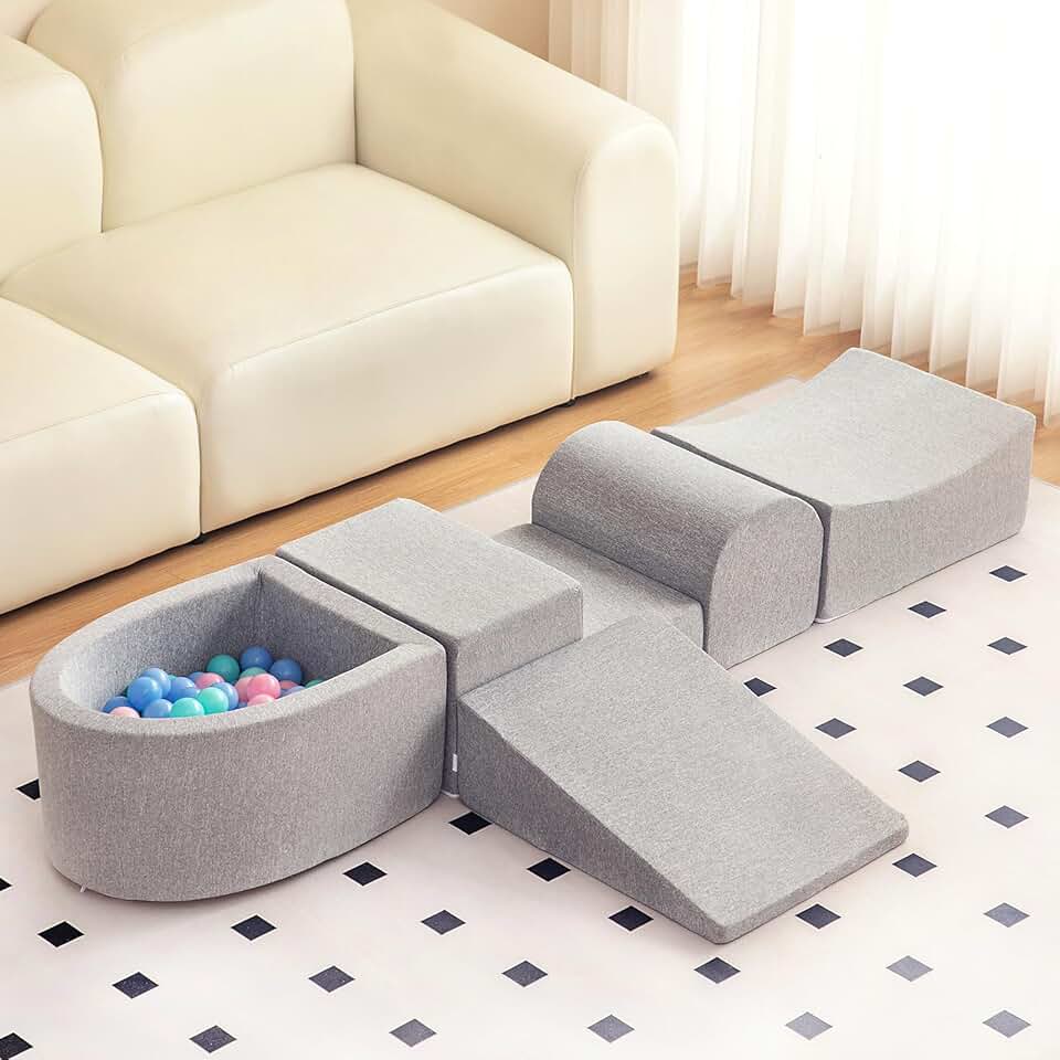 Tiita Foam Climbing Blocks with Small Ball Pit Playground for Baby ...