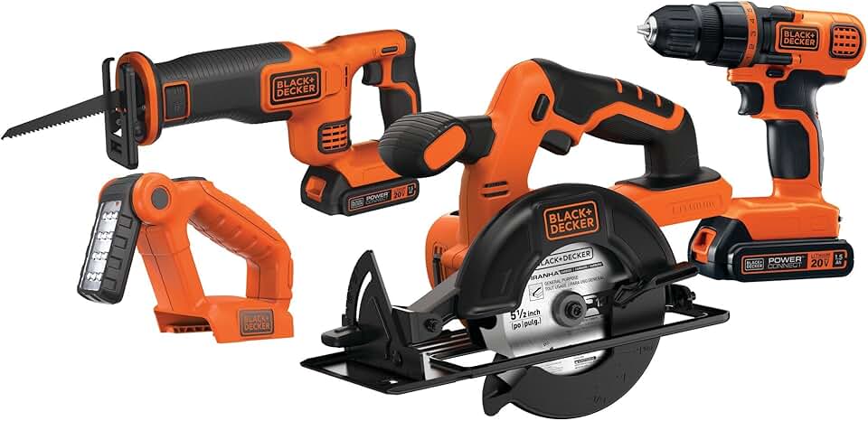 20V MAX Power Tool Combo Kit, 4-Tool Cordless Power Tool Set with 2 ...