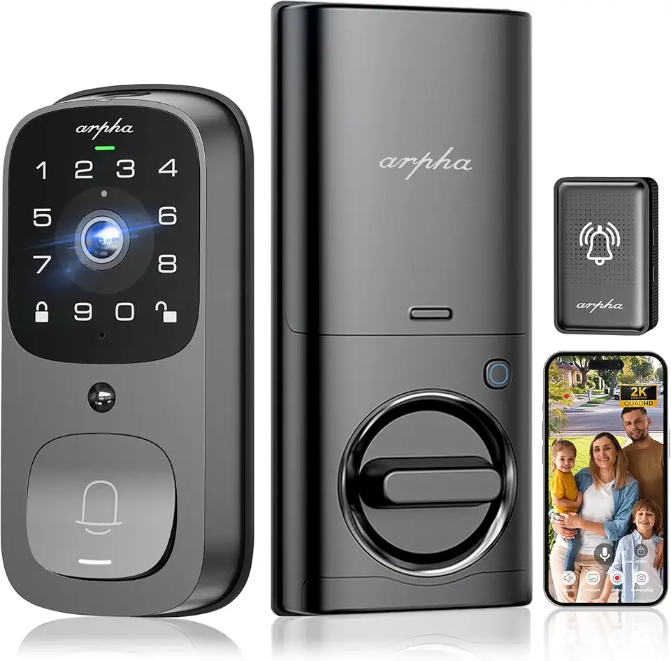WiFi Smart Door Lock with Camera, 5-in-1 Fingerprint Keyless Entry Door ...