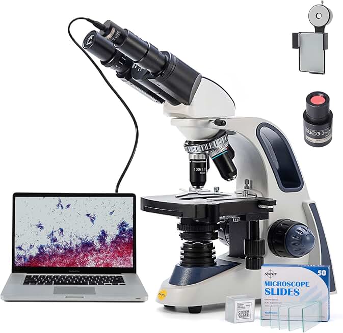 SWIFT SW380B Binocular Compound Microscope,40X-2500X with 1.3MP Camera ...