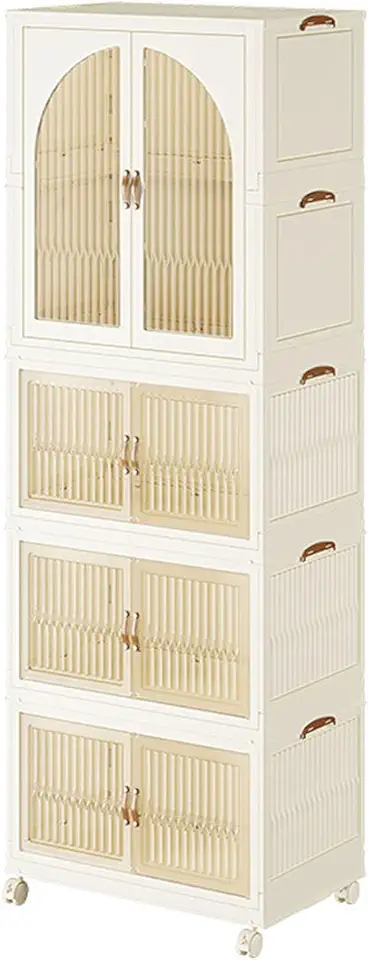 Storage Bins with Lids, Stackable Storage Cabinet with Wheels and Dual ...