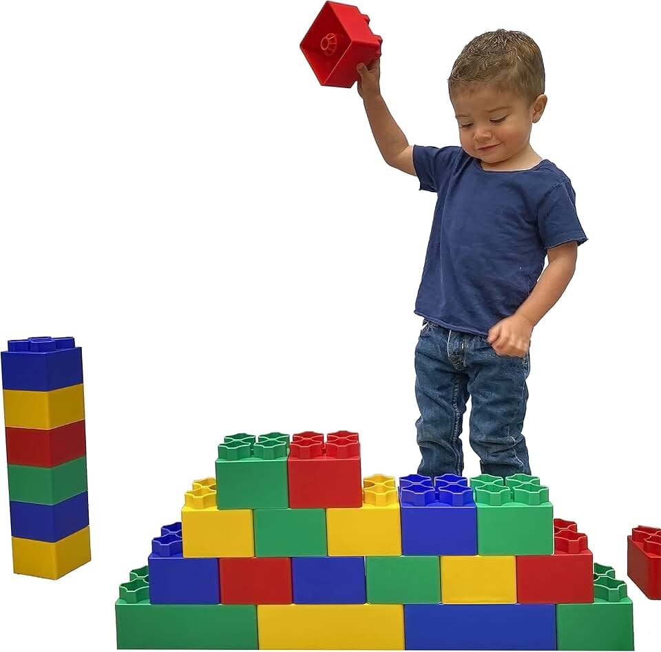 Kids Adventure Jumbo Blocks - (72) Piece Big Blocks - 4" x 4" Large ADD ...