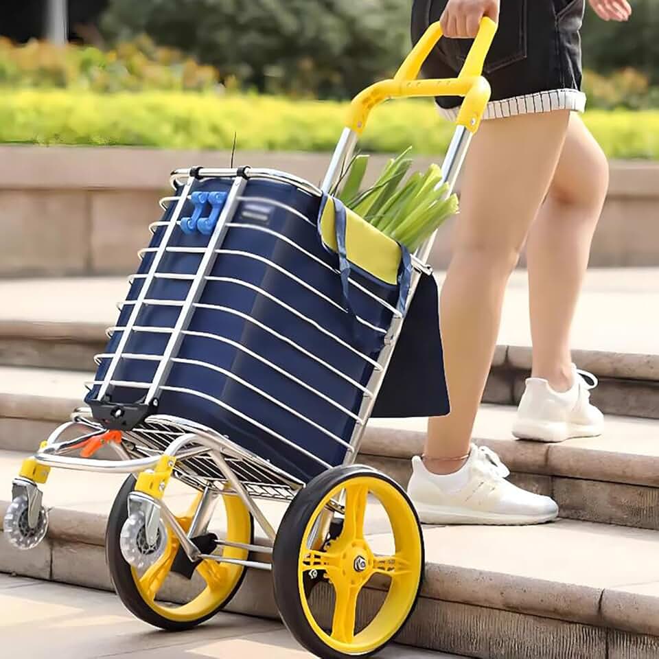 Cart,Folding Shopping Trolley with Brake,Aluminumy Grocery Trolley ...