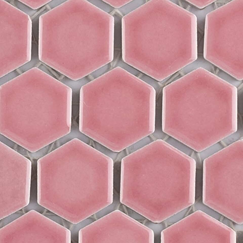 Merola Tile Tribeca 1" Hex Glossy Blush 10-1/4" x 11-7/8" Porcelain ...