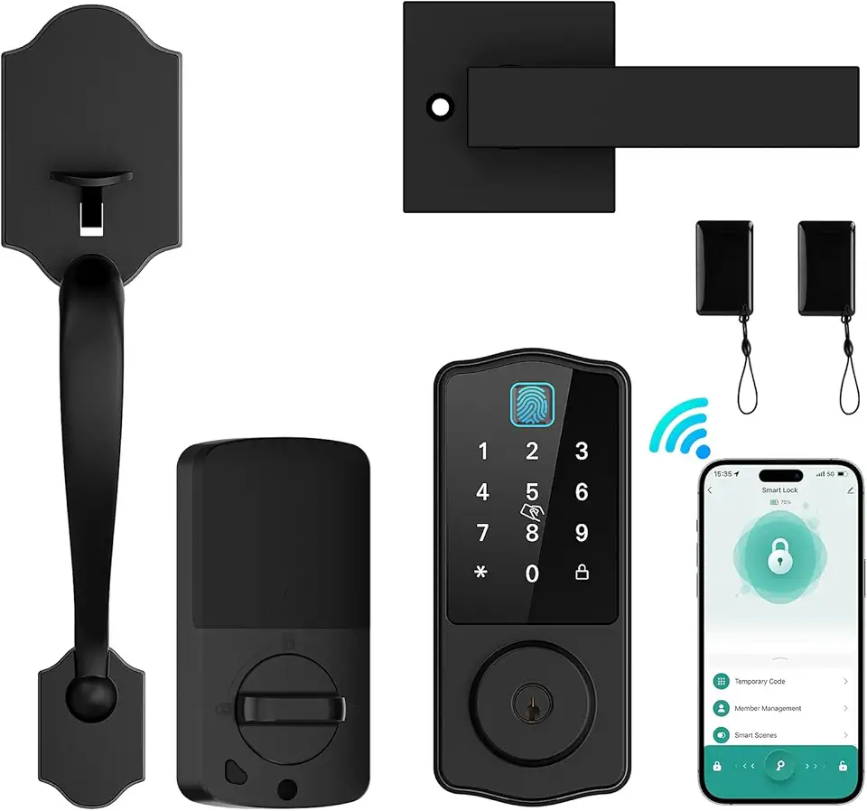 Hunnay WiFi Front Door Lock Set, Keyless Entry Door Lock Deadbolt with ...