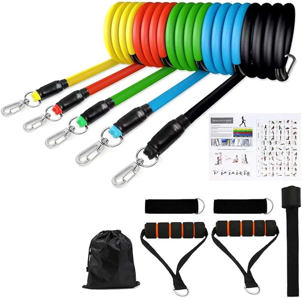WorkoutsResistance Bands Set Exercise Bands with Door Anchor Legs Ankle ...