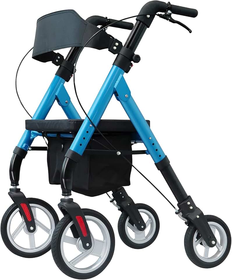 WINLOVE Heavy Duty Rollator Walker for Seniors, Super Easy Folding ...