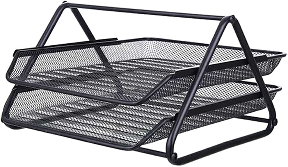 Metal Mesh 2 Tier Document Letter Tray Desk Organizer File Holder ...