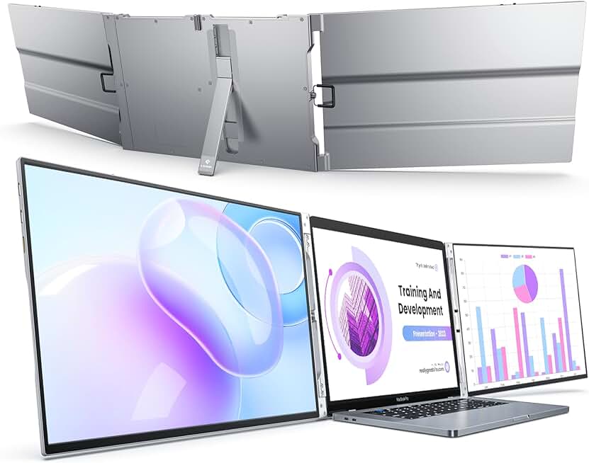 LK14 Portable Triple Monitor for 13-16" Laptop, 14" 1200P Al Alloy Tri ...